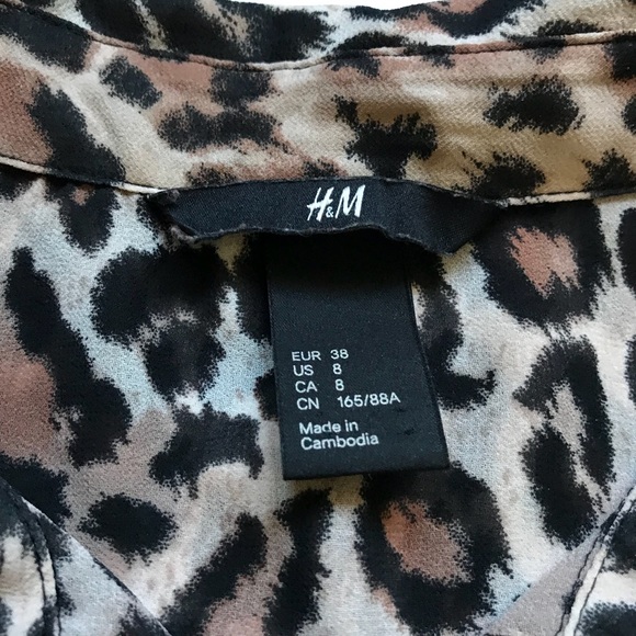 H&M | Tops | Hm High Low Leopard Print Blouse Roll Up Sleeves | Poshmark